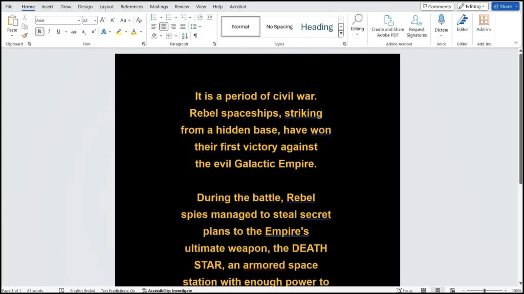Create Your Own Star Wars Opening Crawl in Word