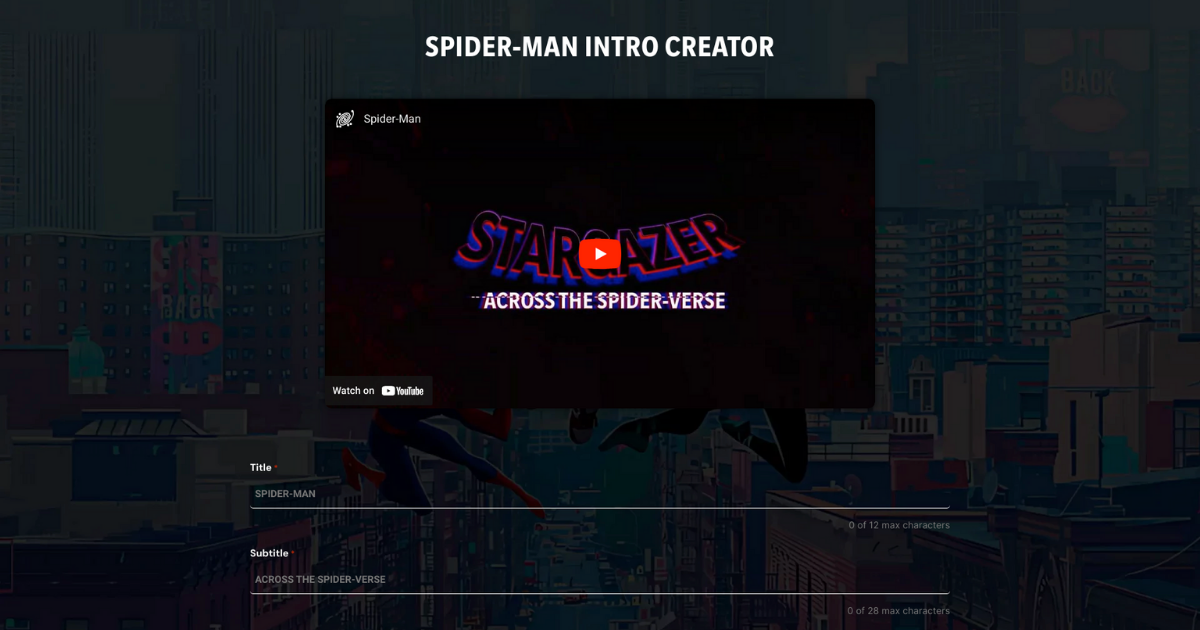 Spider-Man Intro Creator
