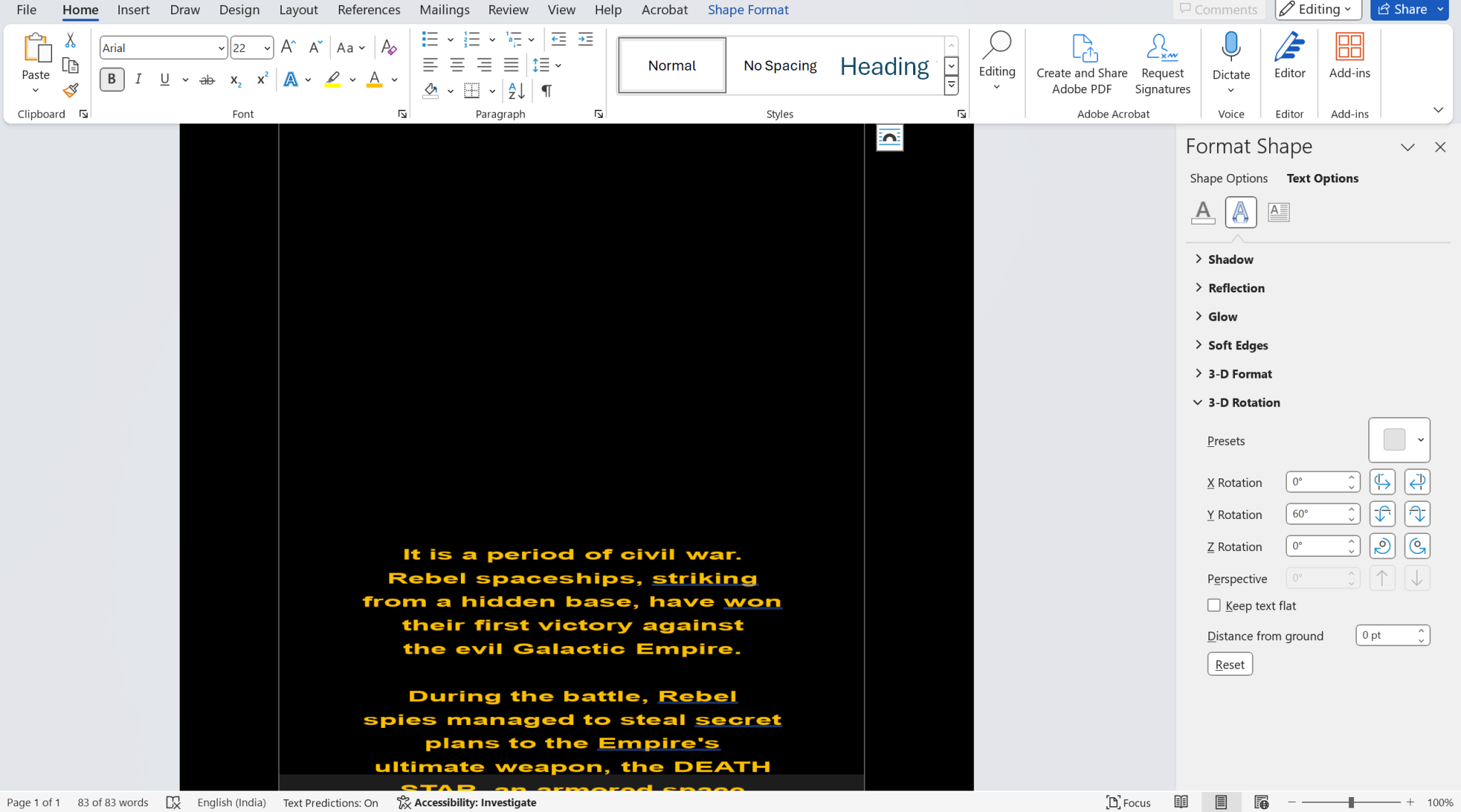 Create Your Own Star Wars Opening Crawl in Word